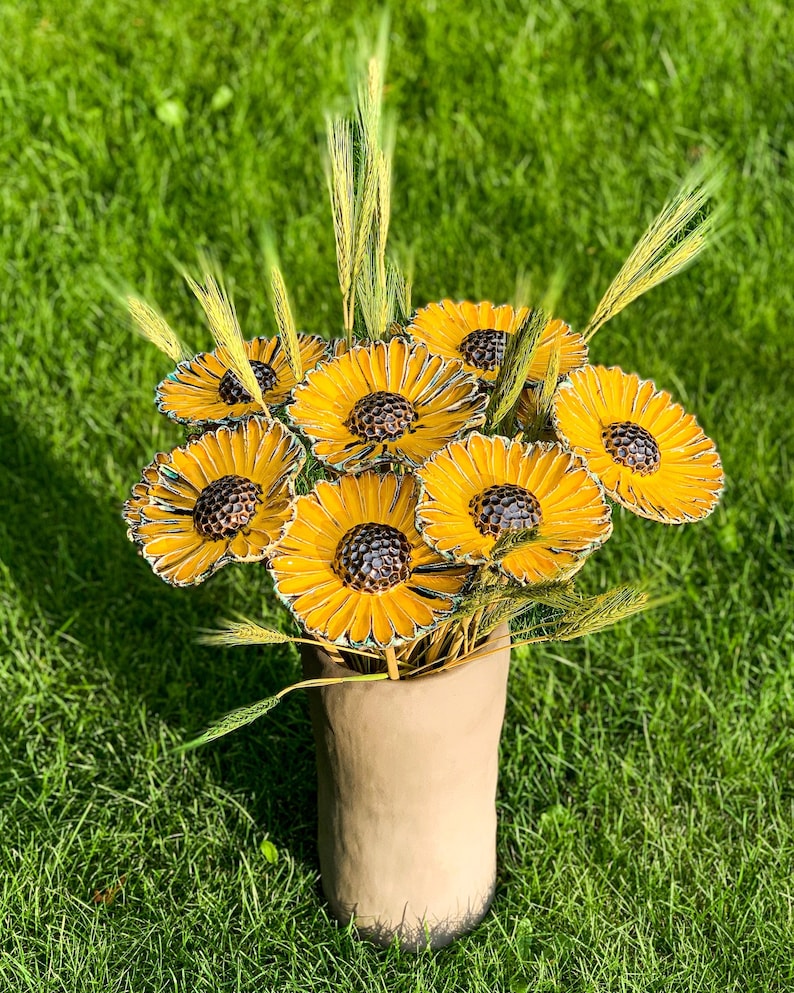 Ceramic Sunflower Summer & Fall Flower Decor for Garden - Etsy