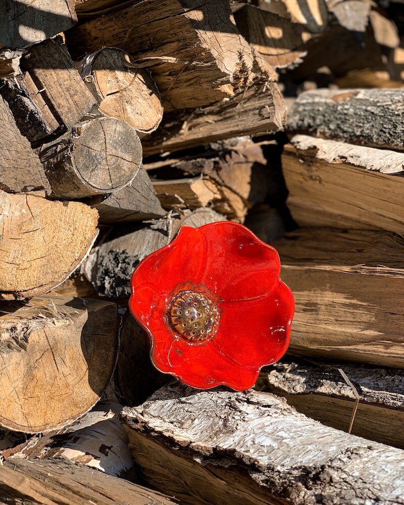Large Ceramic Poppy Decorative Bowl Faux Flower Handmade - Etsy
