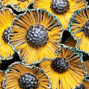 Ceramic Sunflower - Summer & Fall Flower Decor for Garden Stakes and ...