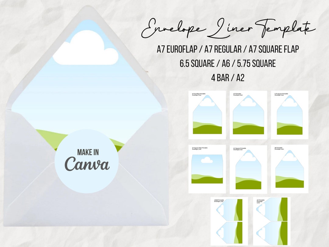 Envelope Liner Template, Canva Template, Easy and Fully Customized Envelope Liner, DIY Print ...