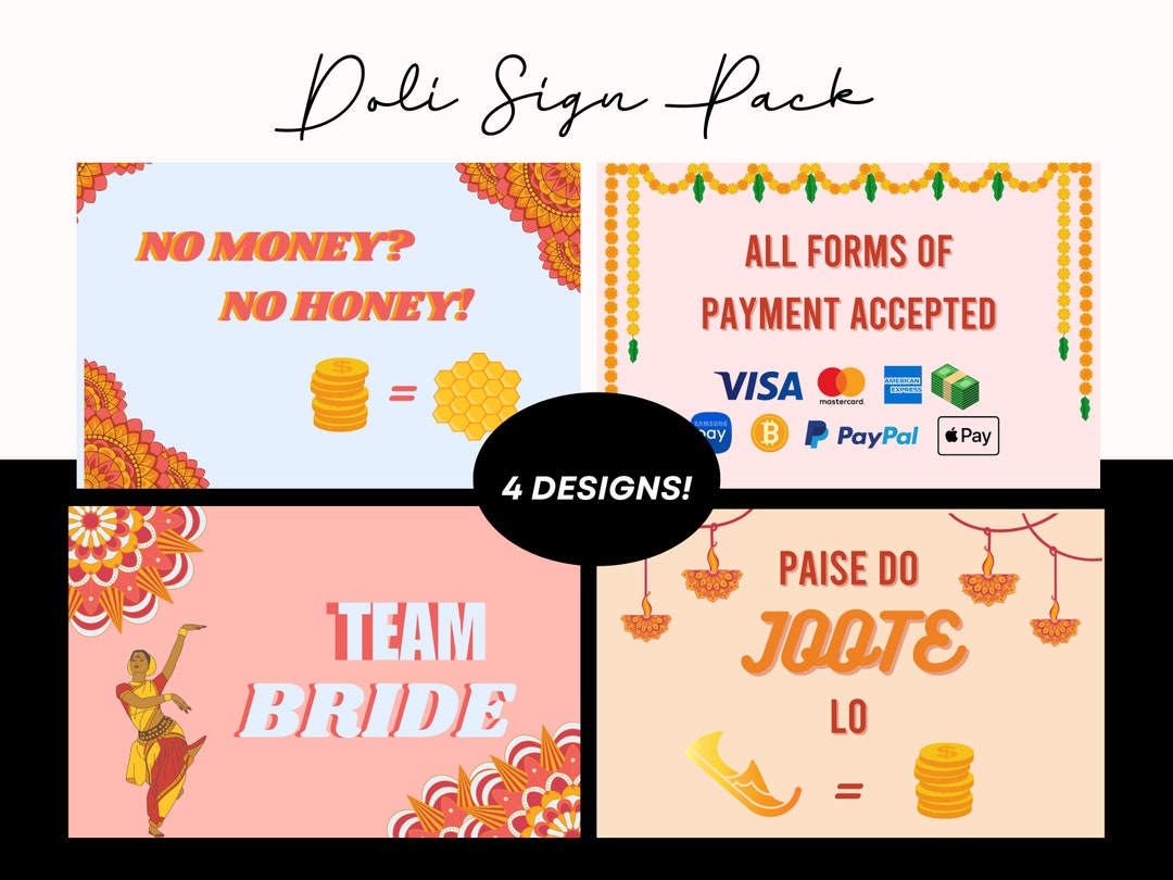 Doli Wedding Signs Punjabi Wedding Signs Digital Files Bridal Party ...