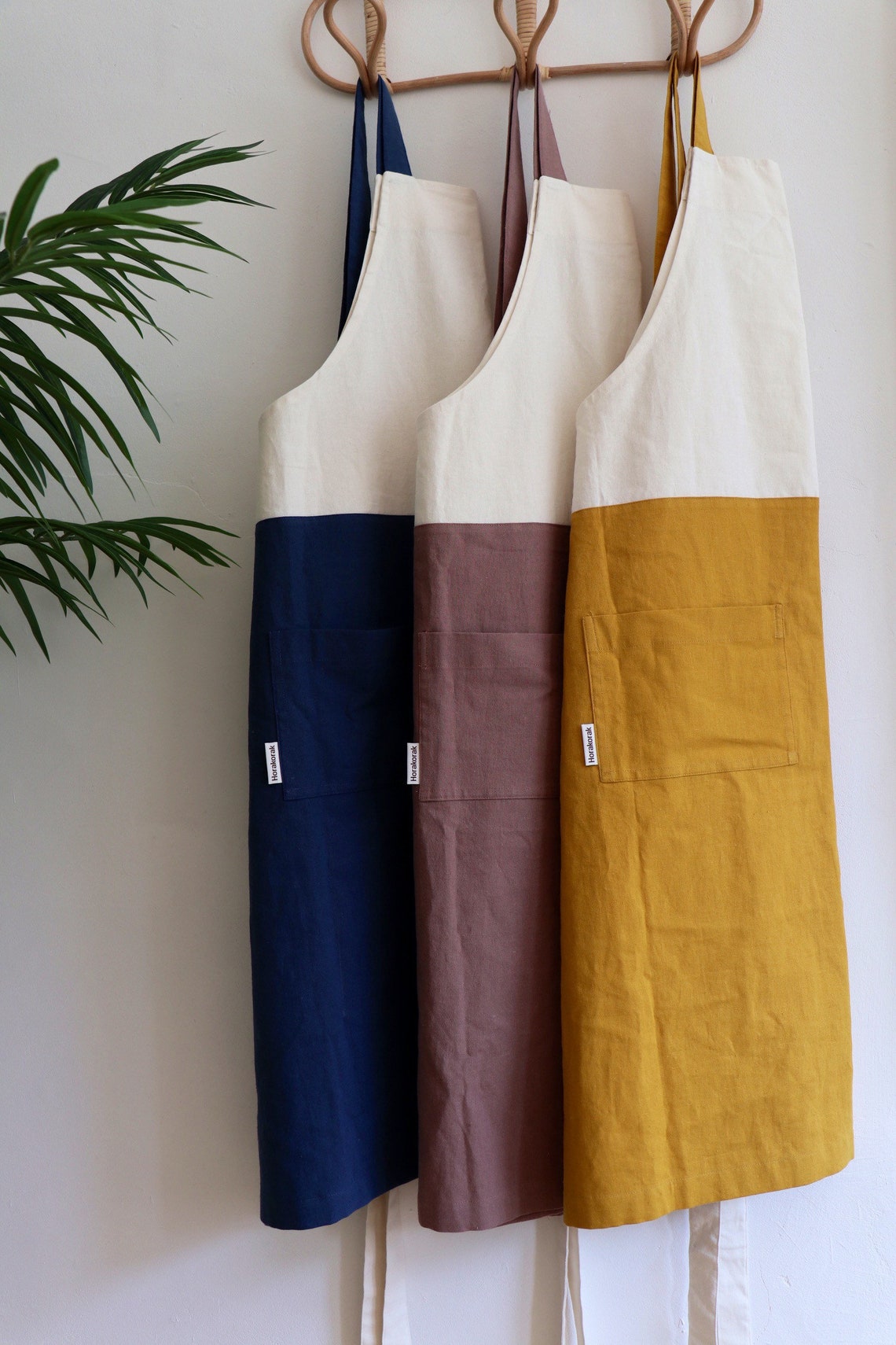 3 Colors Linen Apron/ Washed Linen/ Full Apron Soft Linen/ - Etsy