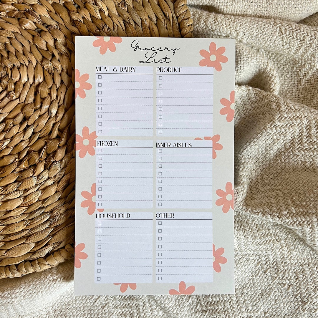 Grocery List Sectioned Grocery List Magnetic Grocery List - Etsy
