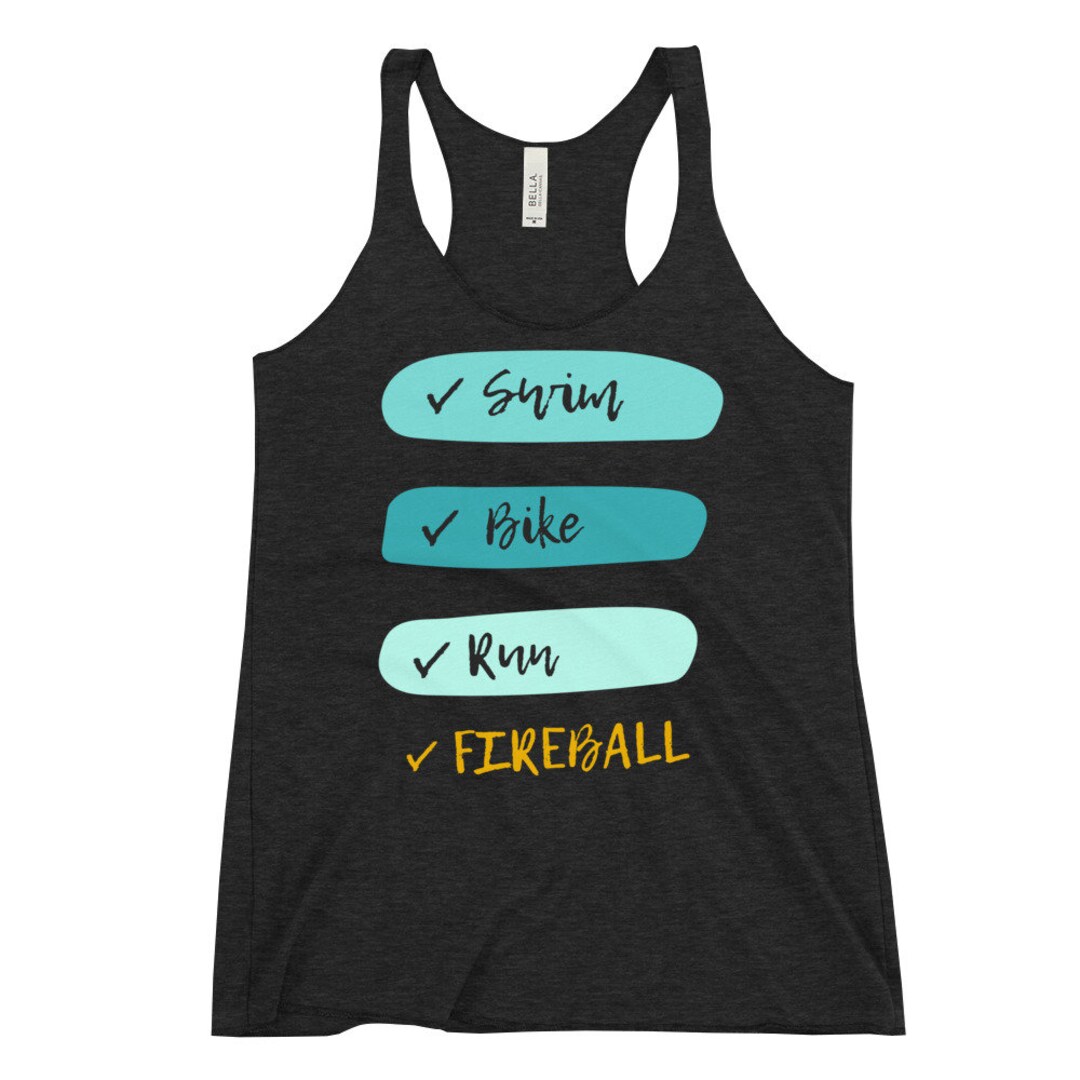 Triathlon Checklist Fireball blue Women's Racerback Tank bellacanvas ...