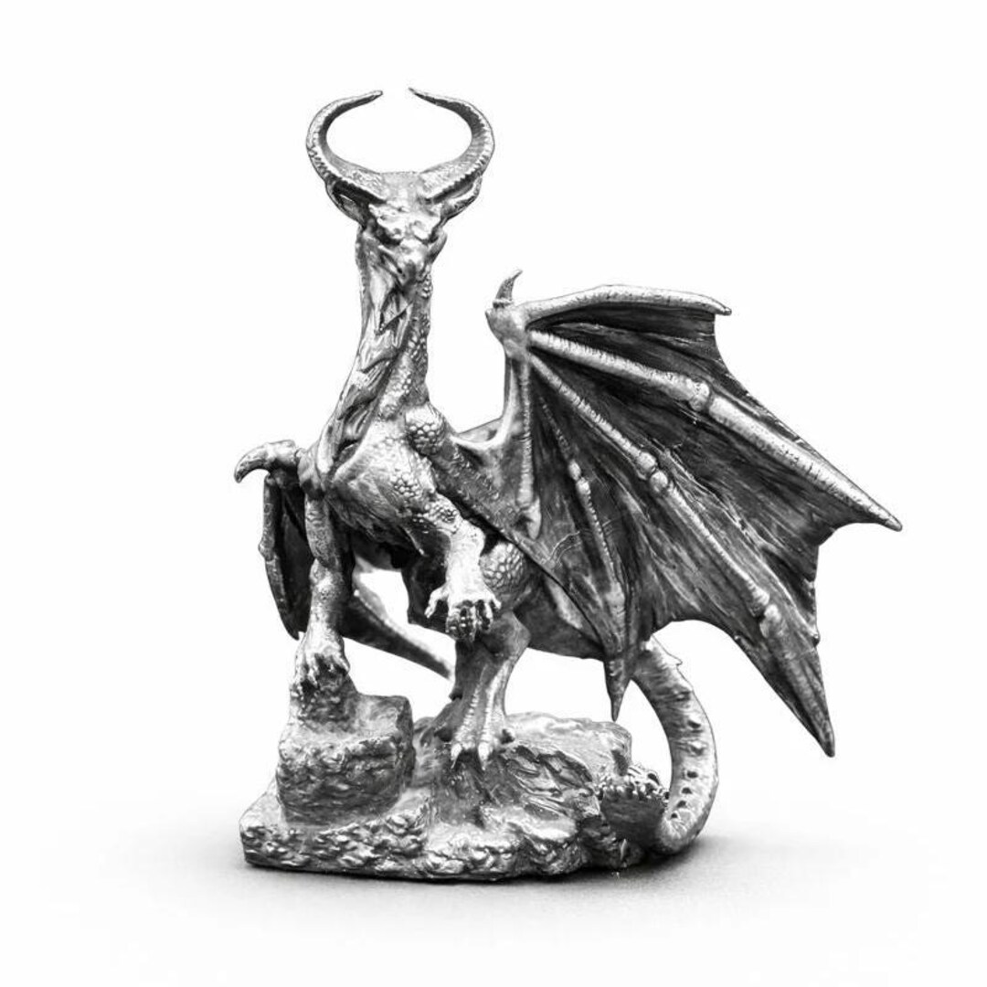 Horned Dragon | Gold Spartan 999 Silver Statue | Hand-poured ...