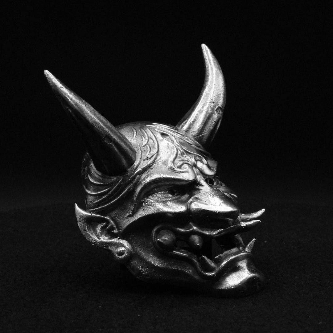 8oz Limited Oni Mask Hand Poured 999 Silver Statue Gold Spartan Bar ...