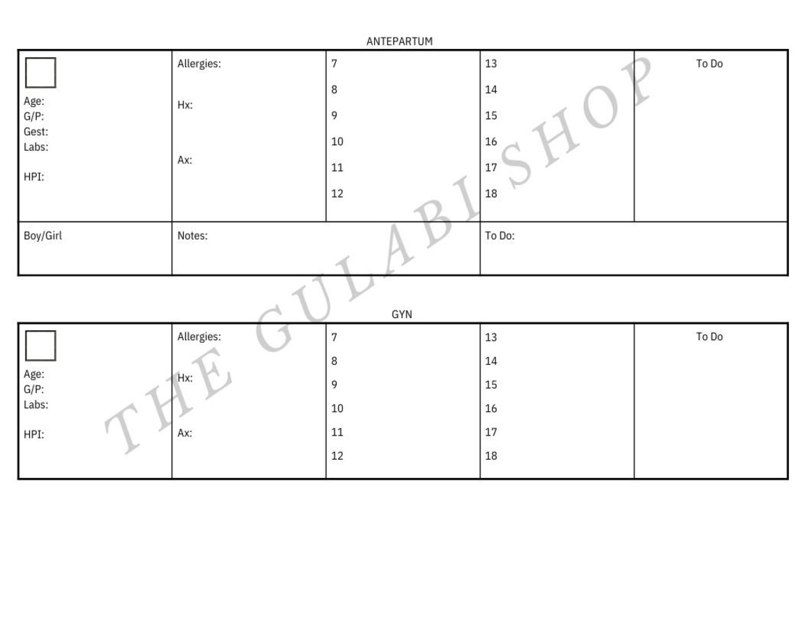 Mother Baby Unit Nurse Report Sheet Brain RN Labor & Delivery MBU ...
