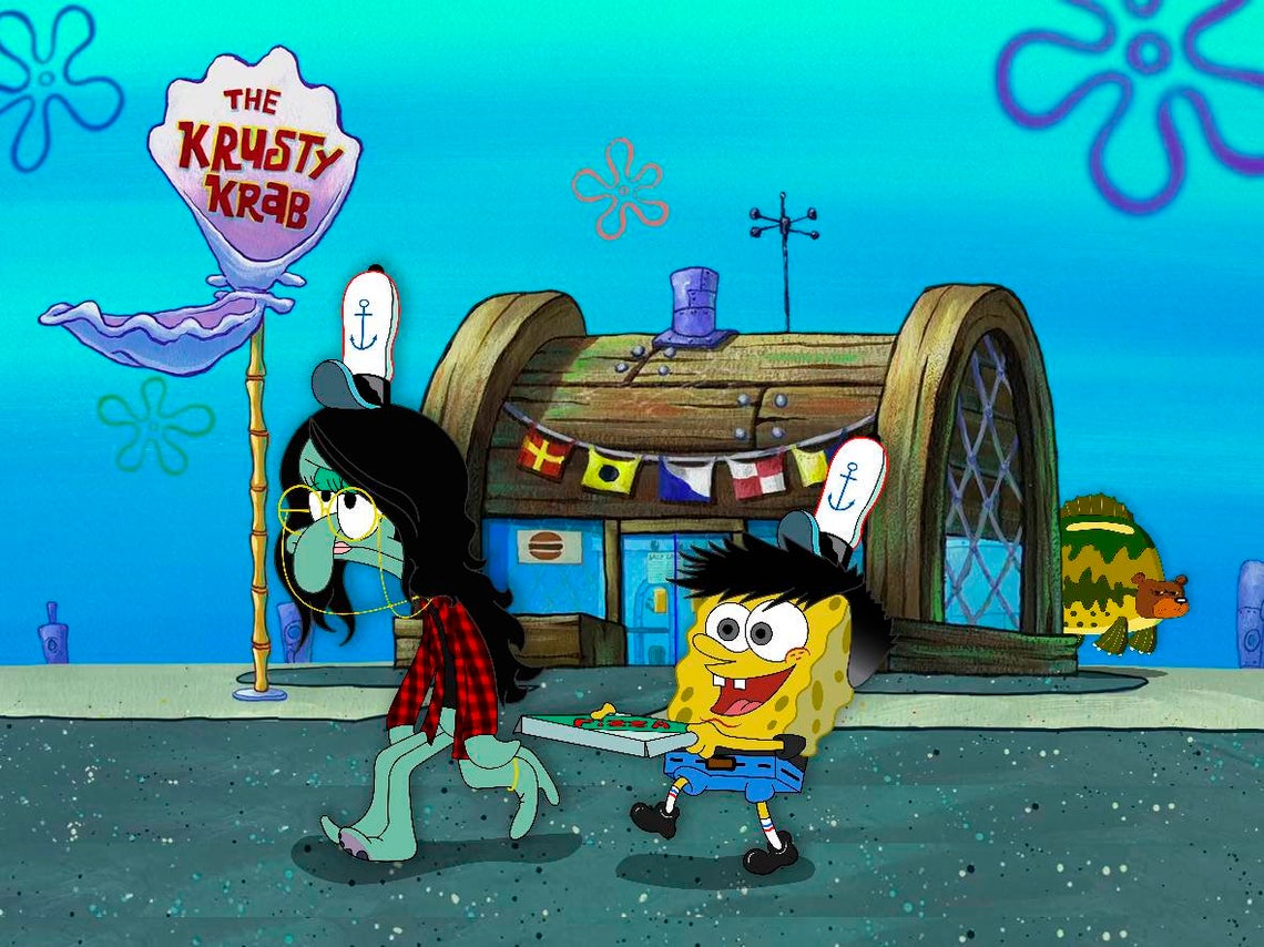 SpongeBob SquarePants Custom Portrait Custom couple cartoon | Etsy