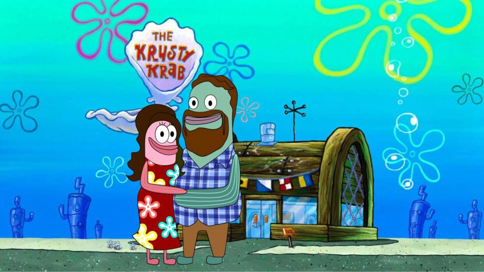 SpongeBob SquarePants Custom Portrait Custom couple cartoon | Etsy