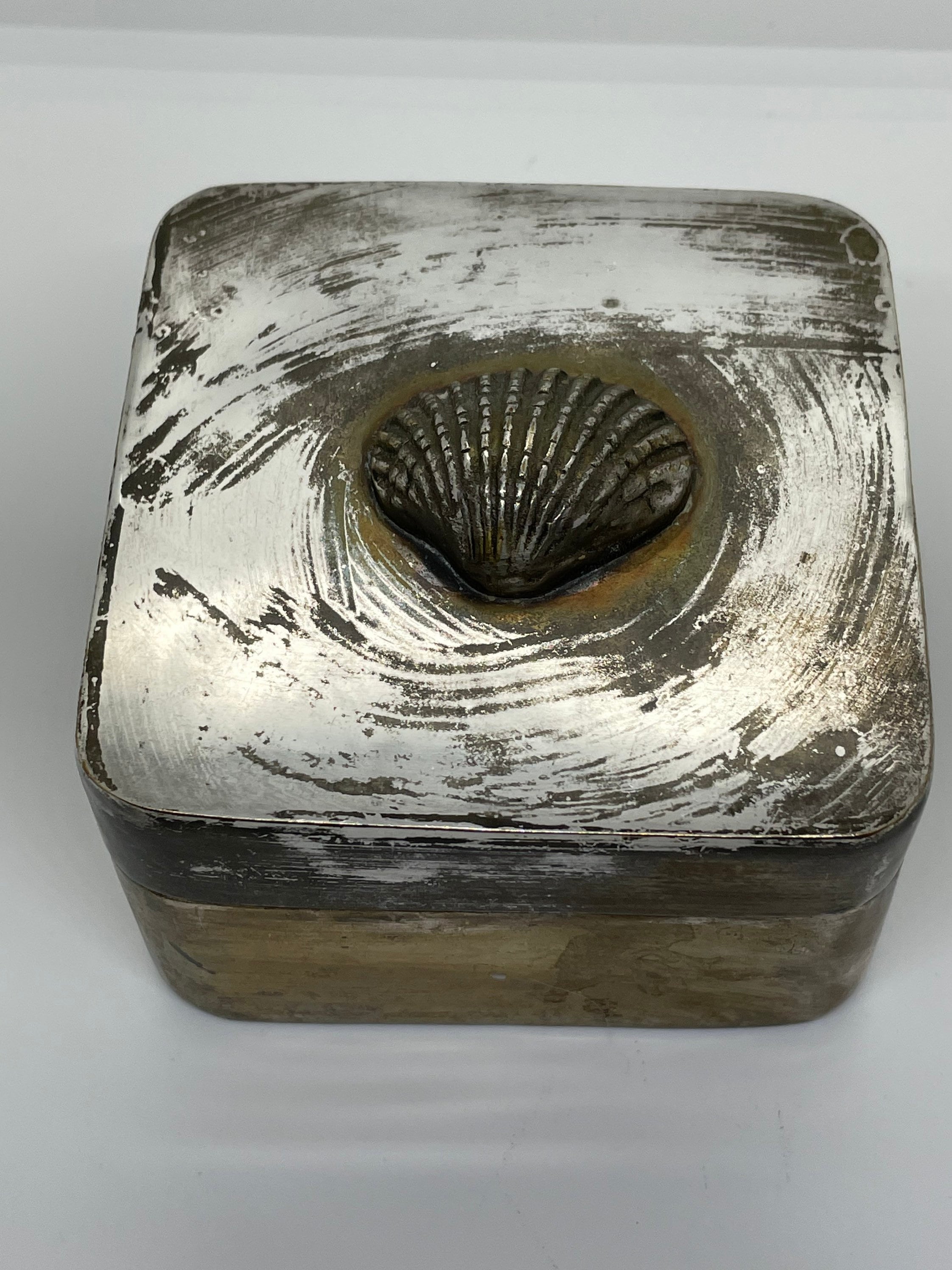 Vintage Silver Metal Shell Jewellery Box Storage & Organization Jewelry ...