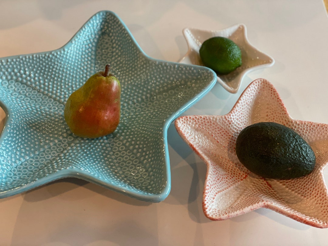 SET of 4 Starfish Plate, Set Star Fish Dishes, Large Platter Bowl, Big ...