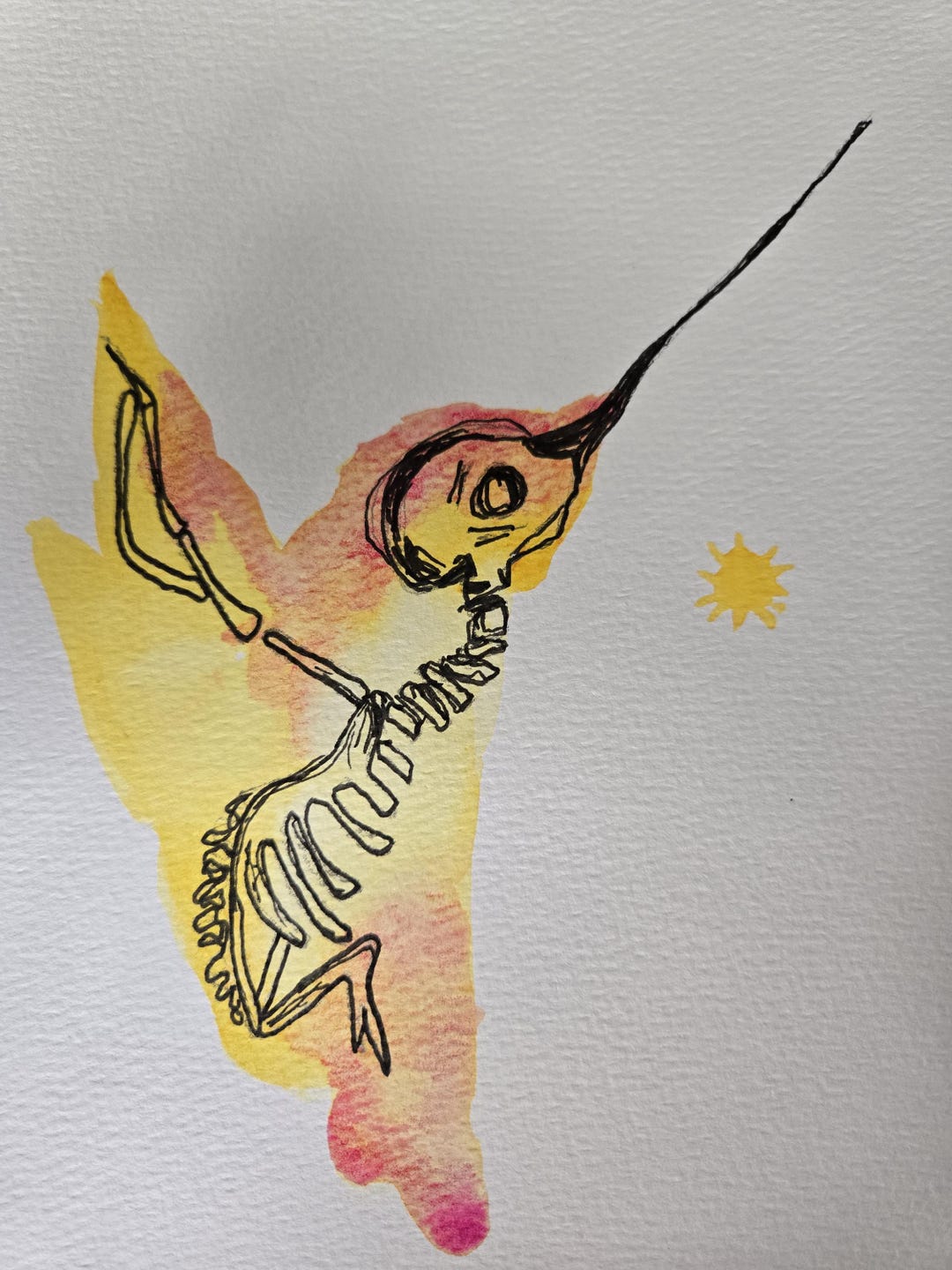 Hummingbird Skeleton Watercolor Art Print - Etsy