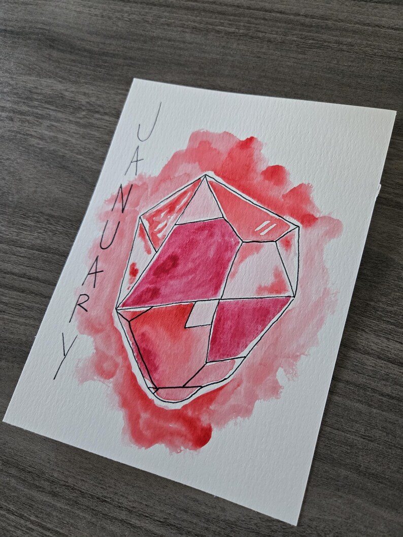 Garnet Watercolor Painting: Ink Detail Art - Etsy
