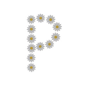 DAISY LETTER P Embroidery Design | Daisy Embroidery Design | Alphabet ...