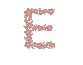 Floral Letter E Embroidery Design - Etsy