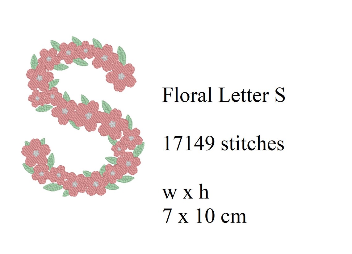 Floral Letter S Embroidery Design | Floral S Embroidery Design | Letter ...