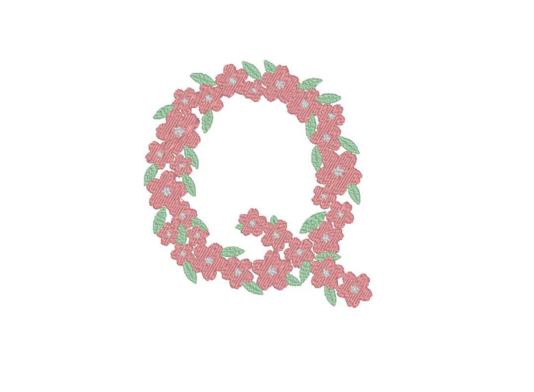 Floral Letter Q Embroidery Design | Floral Q Embroidery Design | Letter ...