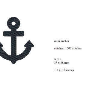Anchor Embroidery Design - Mini Anchor Embroidery Design - Ship Anchor ...