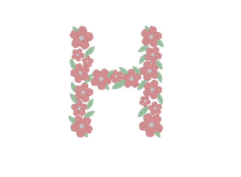 Floral Letter H Embroidery Design - Etsy