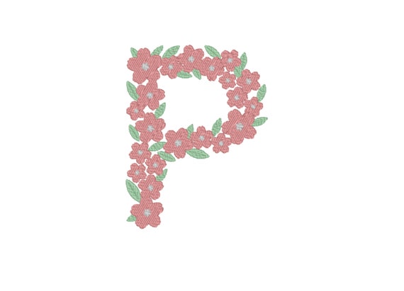 Floral Letter P Embroidery Design Floral P Embroidery Design - Etsy