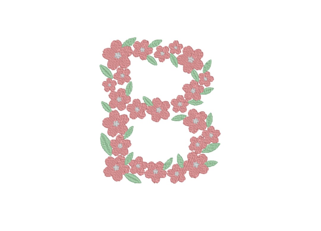 Floral Letter B Embroidery Design - Etsy