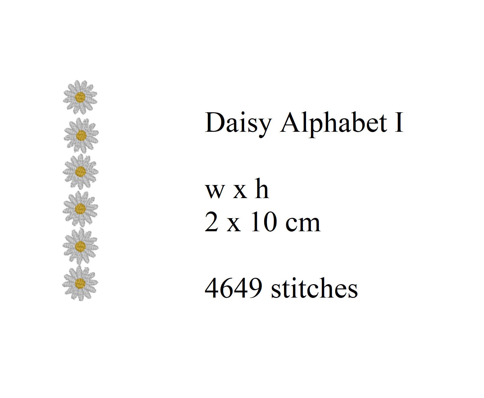 DAISY LETTER I Embroidery Design | Daisy Embroidery Design | Alphabet ...