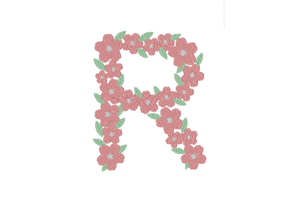 Floral Letter R Embroidery Design | Floral R Embroidery Design | Letter ...