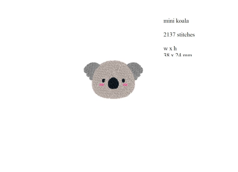Koala Embroidery Design, Mini Koala Embroidery File, INSTANT DOWNLOAD ...