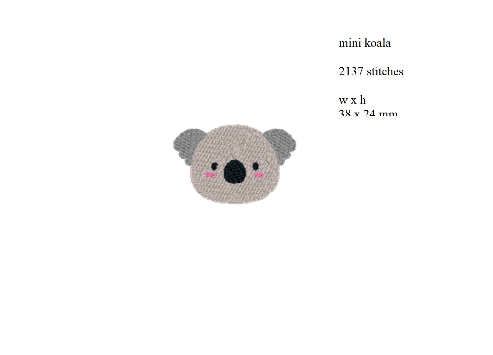 Koala Embroidery Design, Mini Koala Embroidery File, INSTANT DOWNLOAD ...
