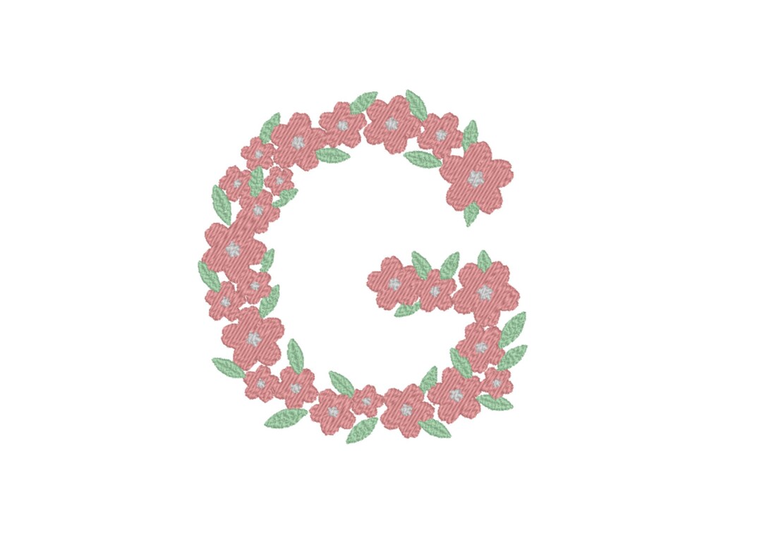 Floral Letter G Embroidery Design - Etsy