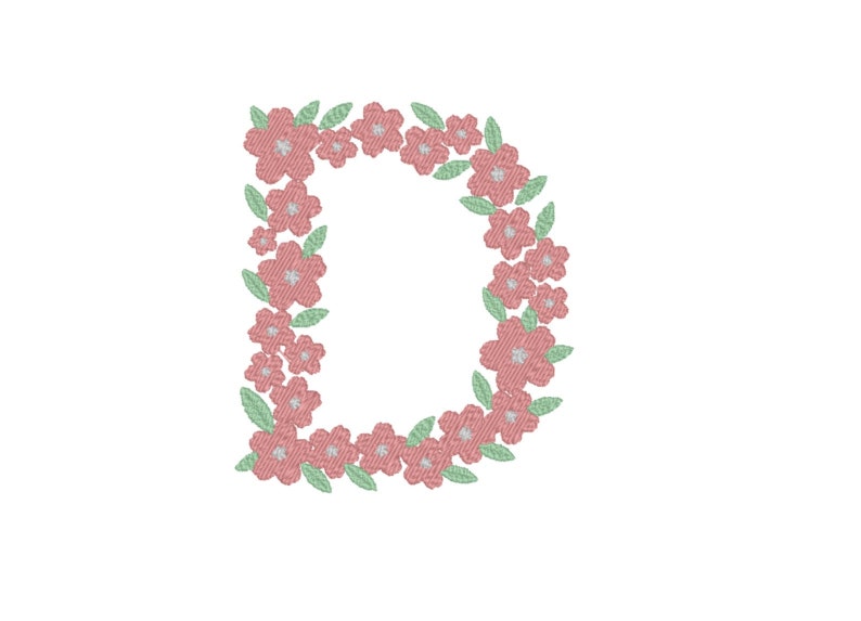 Floral Letter D Embroidery Design Instant Download - Etsy