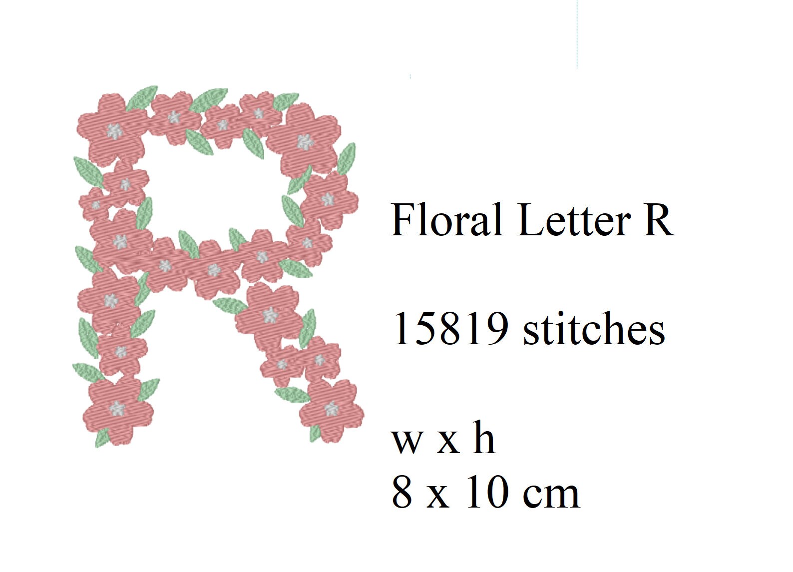 Floral Letter R Embroidery Design | Floral R Embroidery Design | Letter ...