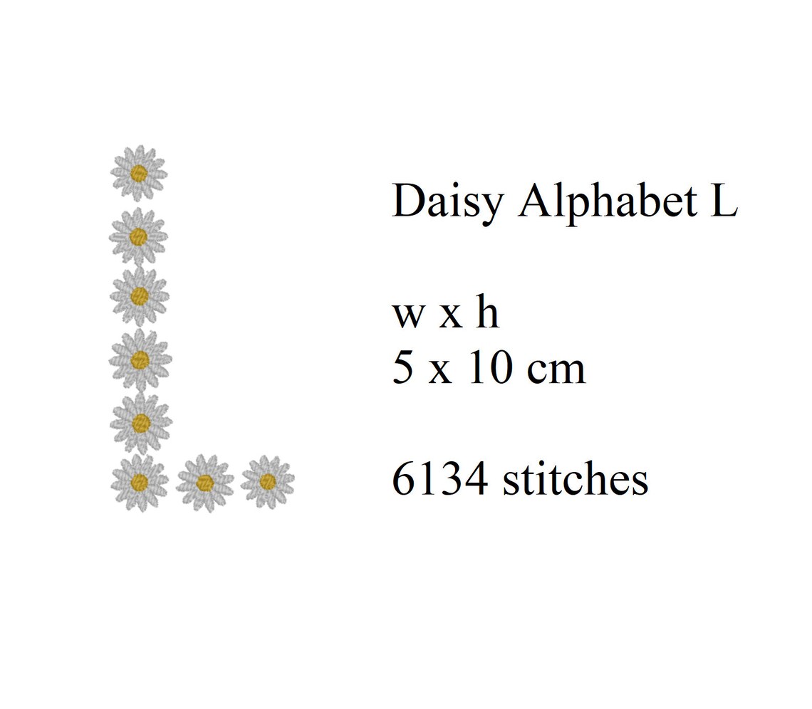 DAISY LETTER L Embroidery Design | Daisy Embroidery Design | Alphabet ...