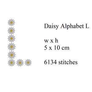 DAISY LETTER L Embroidery Design | Daisy Embroidery Design | Alphabet ...
