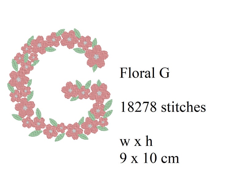 Floral Letter G Embroidery Design - Etsy