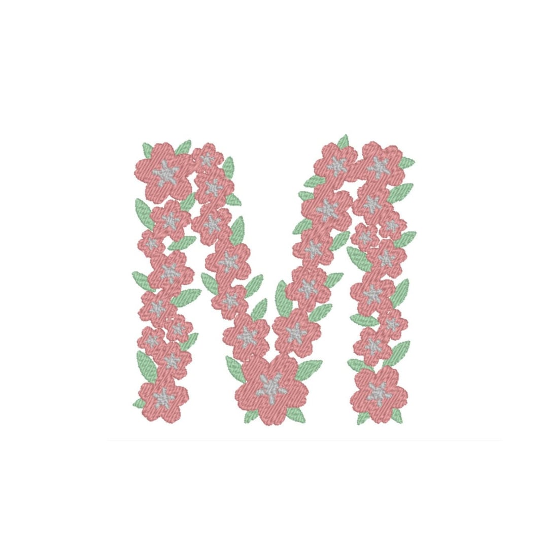 Floral Letter M Embroidery Design | Floral M Embroidery Design | Letter ...