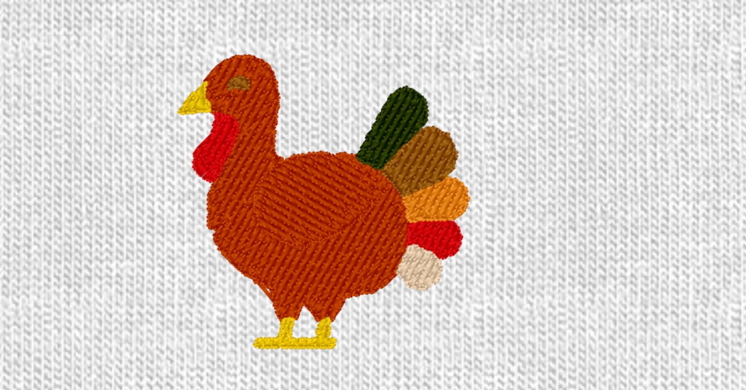 Turkey Embroidery Design | Turkey Embroidery File | Mini Thanksgiving ...