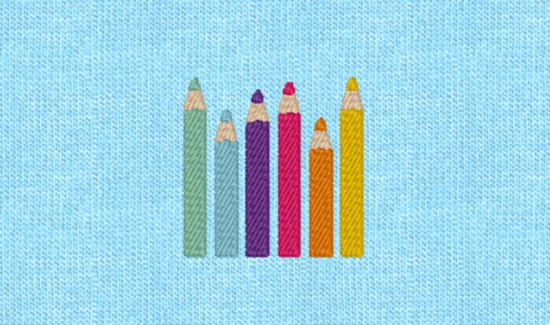 Pencil Embroidery Design, Mini Pencil Embroidery Design, Colouring ...