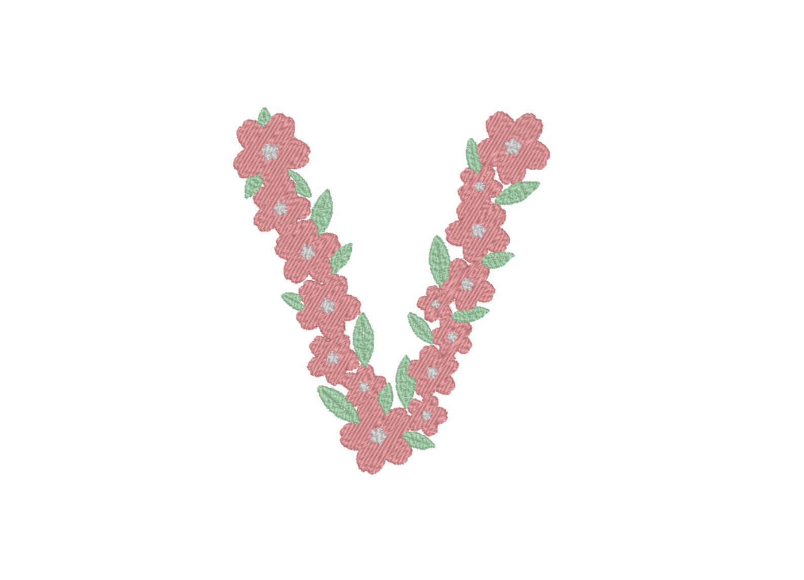 Floral Letter V Embroidery Design | Floral V Embroidery Design | Letter ...