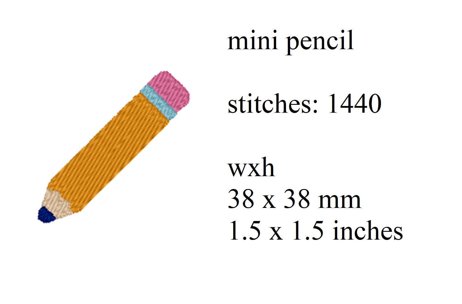 Pencil Embroidery Design, Mini Pencil Embroidery Design, School Pencil ...