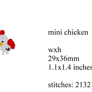 Chicken Embroidery Design, Mini Chicken Embroidery File, INSTANT ...