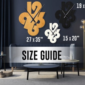 Mid Century Wall Clock Large, Wooden Wall Clock Numbers, Unique Large ...