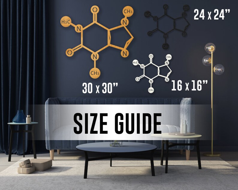 Wooden Coffee Sign, Caffeine Molecule Wall Art, Large Coffee Bar Sign ...