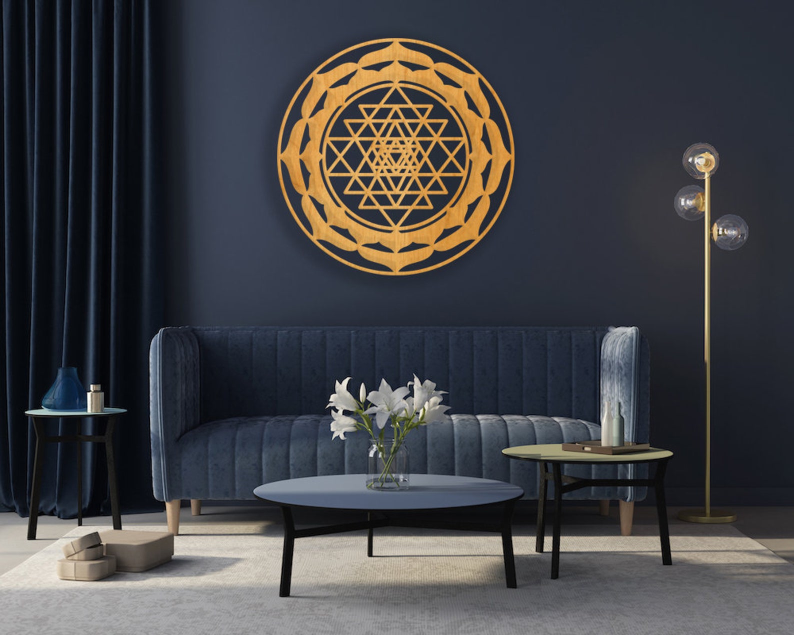 Sri Yantra Wall Art, Sri Yantra Wooden, Sacred Geometry Wall Art ...