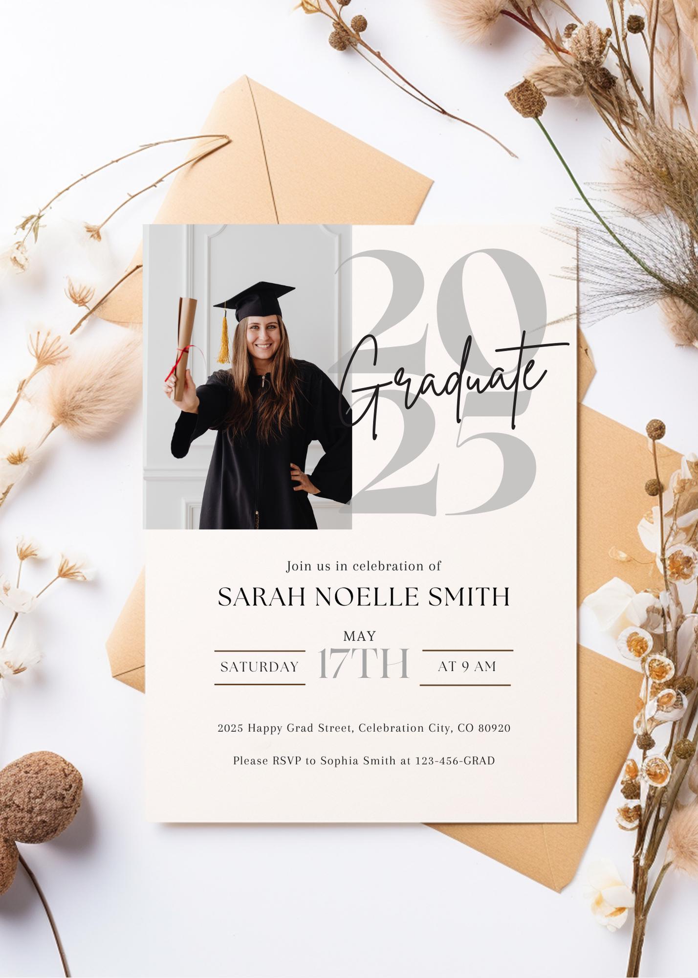 Custom Graduation Invitation (front) | Personalized Invitation | Simple ...