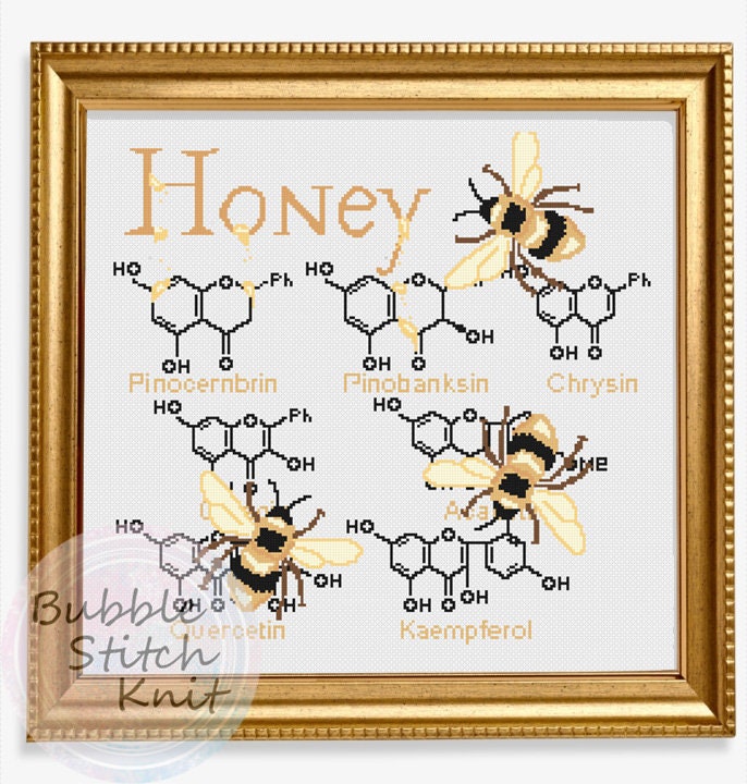 Honey Chemical Structure Cross Stitch Pattern Bumblebee | Etsy