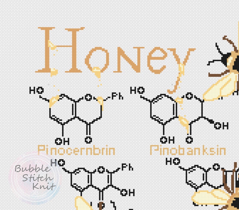 Honey Chemical Structure Cross Stitch Pattern Bumblebee | Etsy