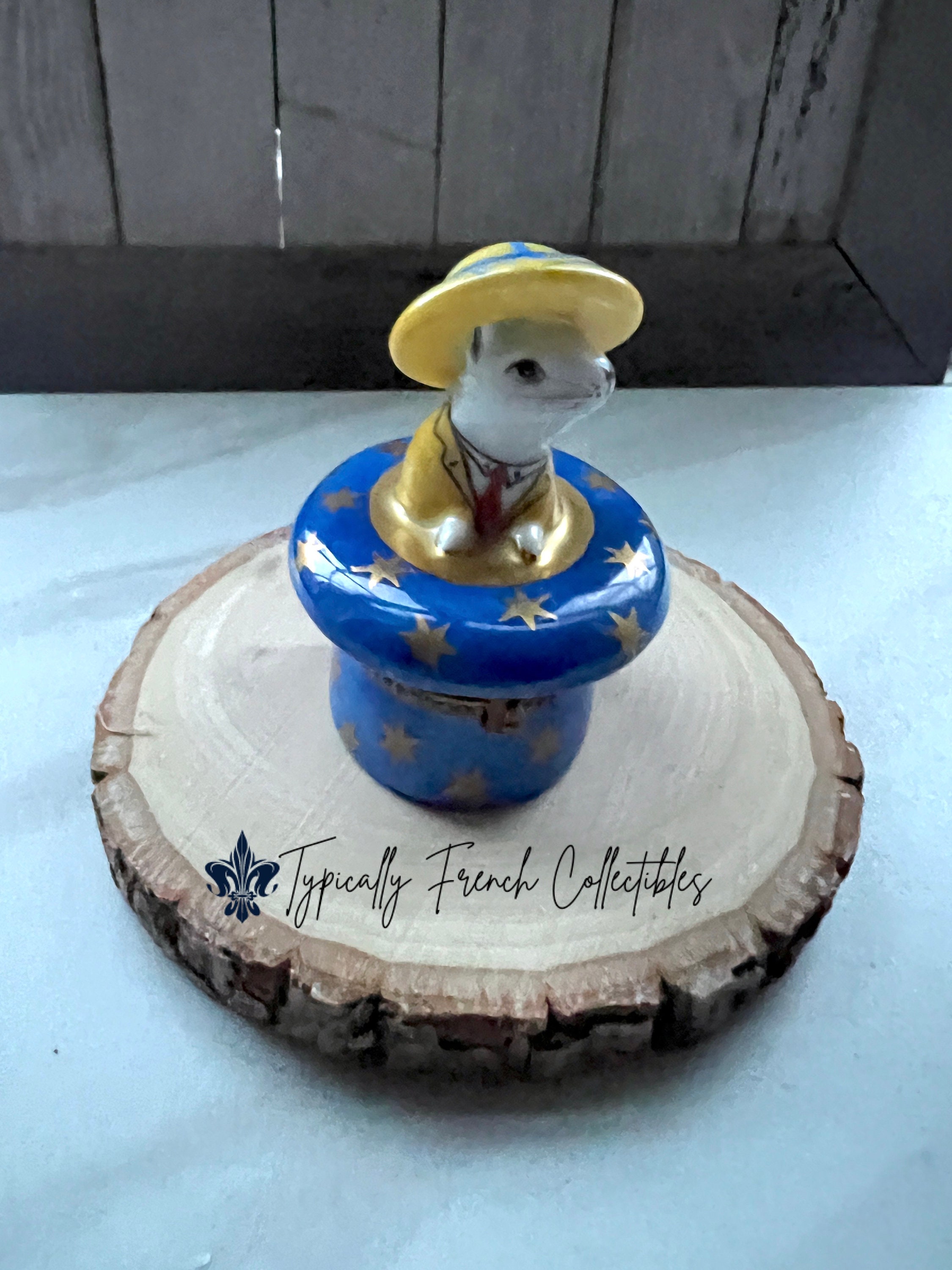 Magic Mouse Limoges Box. Vintage Mouse Limoges Trinket Box. Blue Round ...