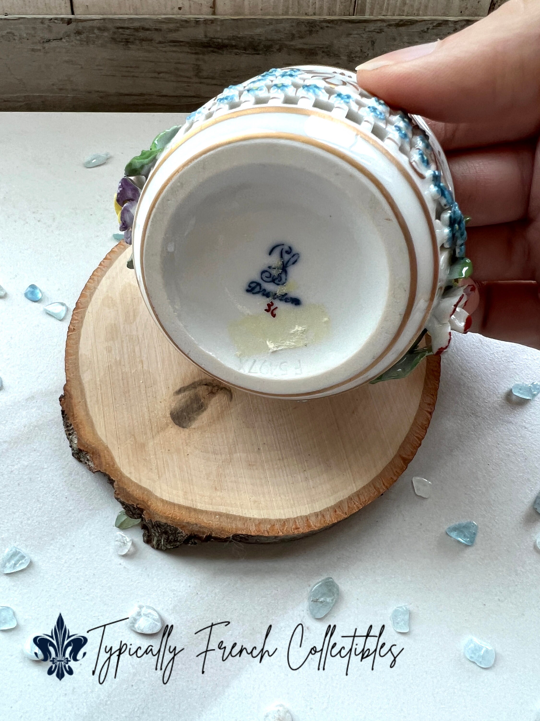 Floral Dresden Box. Vintage Floral Trinket Box. Pill Box Dresden Hand ...