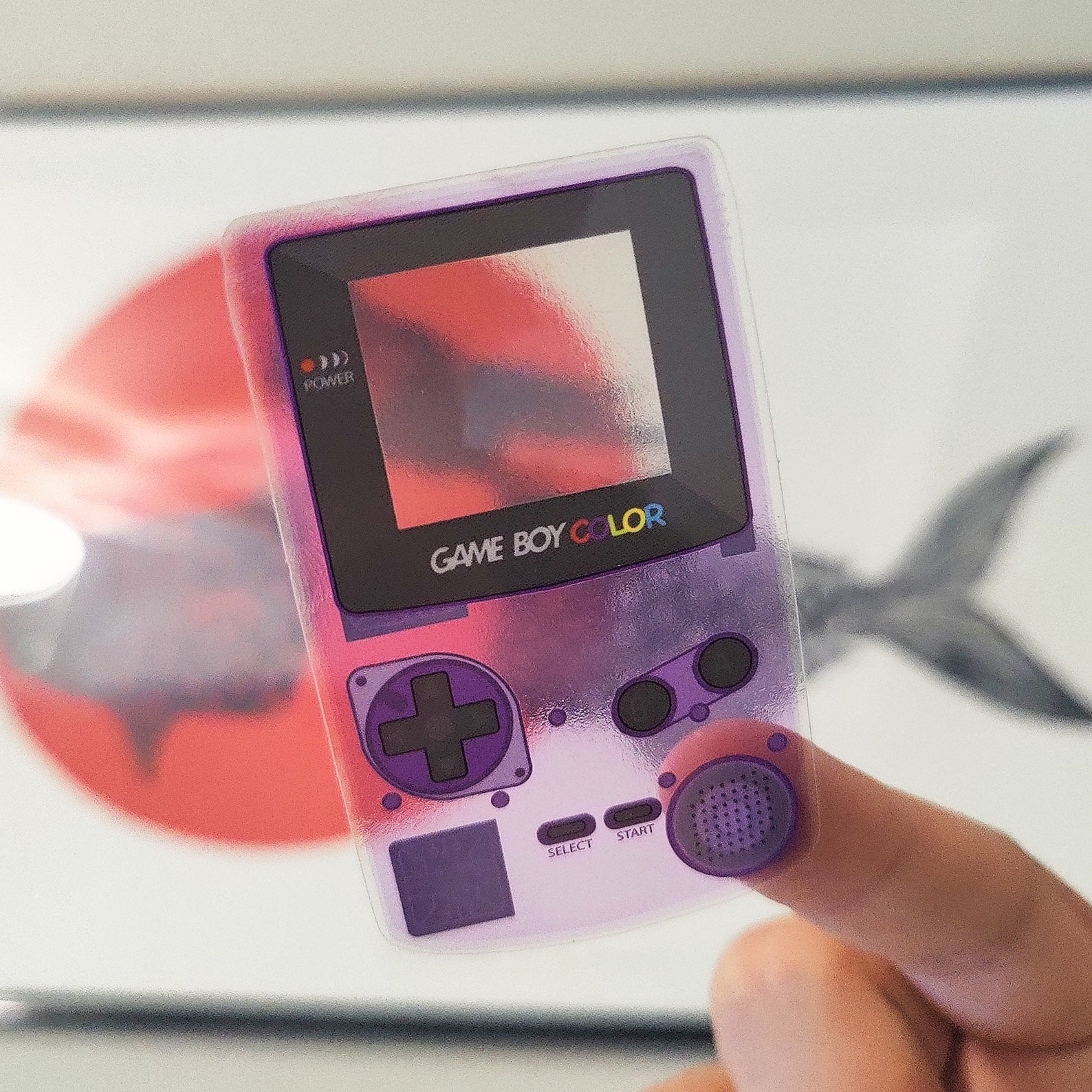Purple Gameboy Sticker Translucent Sticker Retro Kids | Etsy